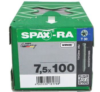 SPAX TORNILLO RA ANCLAJE DE MARCOS CABEZA CILINDRICA TORX WIROX 7,5×100 ...