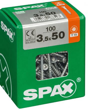 SPAX TORNILLO UNIVERSAL CABEZA PLANA TORX WIROX 3,5×50 CAJA 100pzs – SERVICIOS PALAU