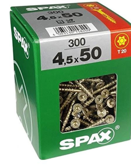 SPAX TORNILLO UNIVERSAL CABEZA PLANA TORX WIROX 4,5×50 CAJA 300pzs XXL – SERVICIOS PALAU