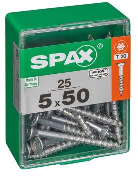 SPAX TORNILLO UNIVERSAL CABEZA PLANA TORX WIROX 5×50 CAJA 25pzs – SERVICIOS PALAU